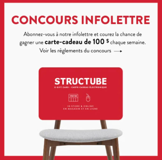 GAGNEZ UNE CARTE-CADEAU DE 100$ STRUCTUBE
